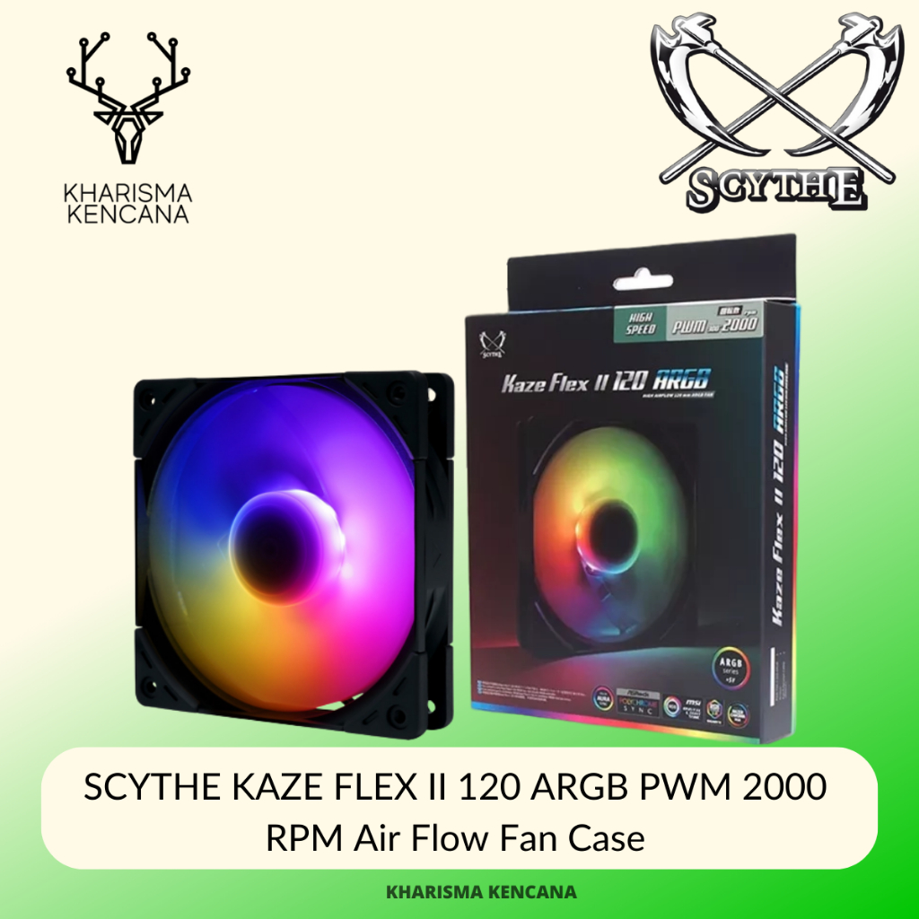 Jual SCYTHE KAZE FLEX II 120 ARGB PWM 2000 RPM Air Flow Fan Case ...