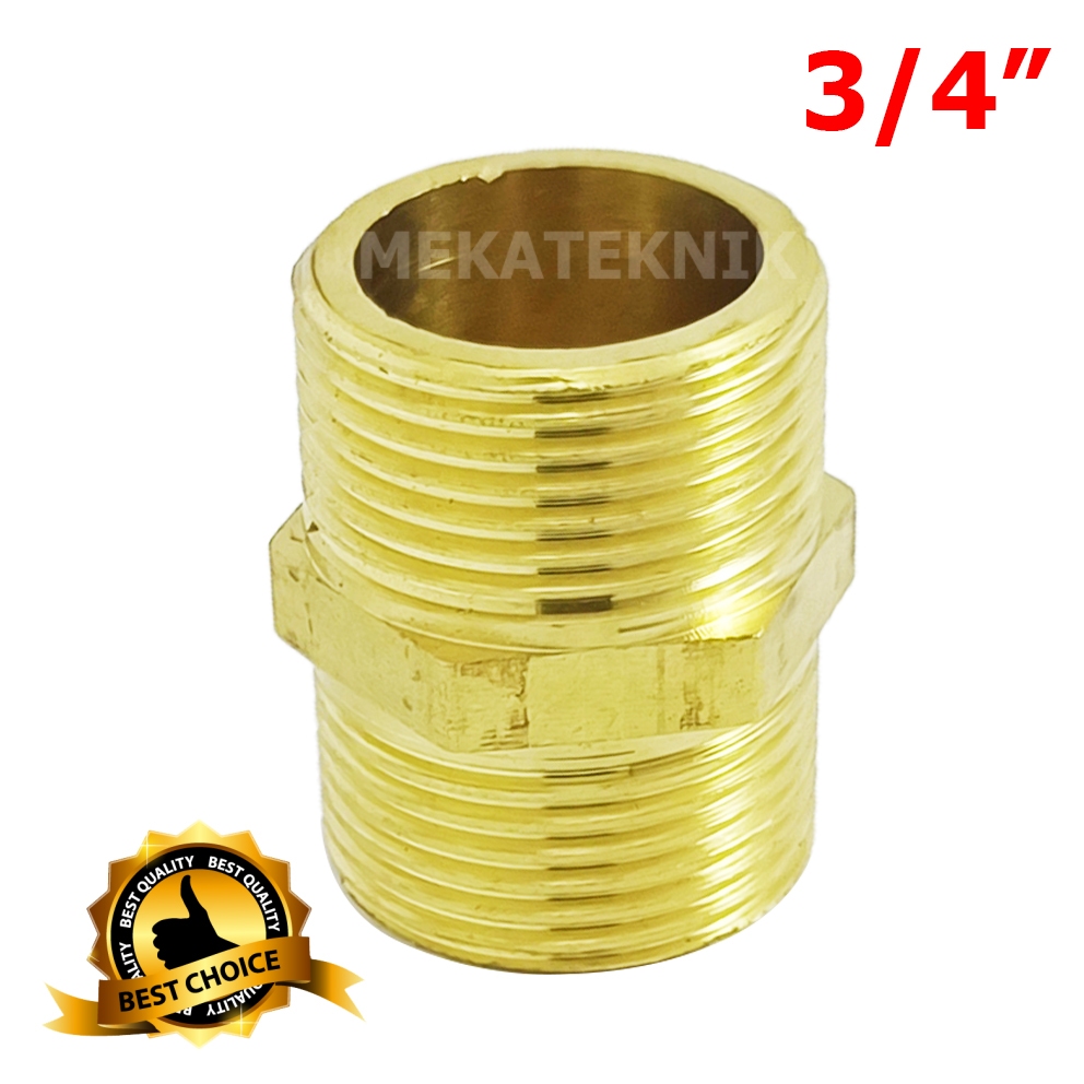 Jual DOUBLE NEPEL KUNINGAN 3/4" DRAT LUAR / SAMBUNGAN DOUBLE NIPPLE NEPPLE 3/4 X 3/4 INCH ...