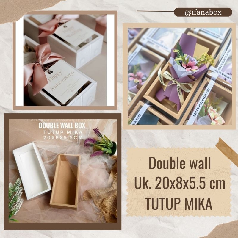 Jual BOX 20X8X5.5 TUTUP MIKA DOUBLE WALL (MINIMAL ORDER 20PCS) | Shopee ...