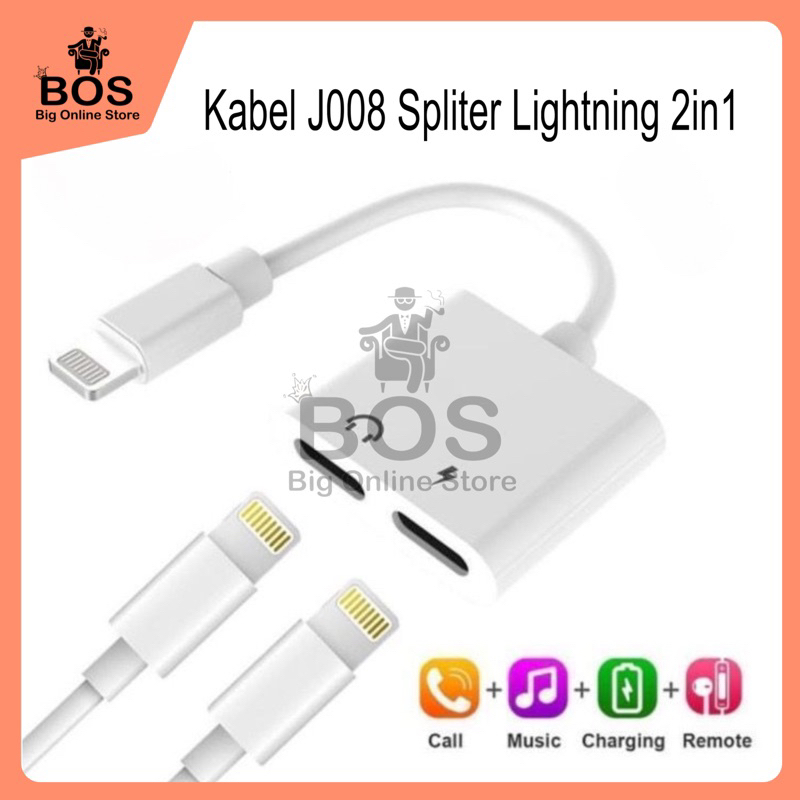 Jual BOS - KABEL SPLITTER J008 2IN1 DOUBLE LIGHTNING | CABLE SPLITER ...