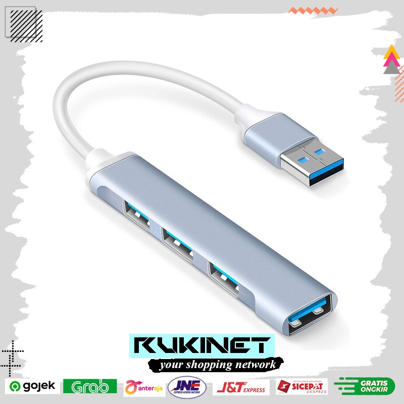 Jual USB HUB 3.0 4port Aluminium Alloy Slim Design / Kabel pembagi port ...