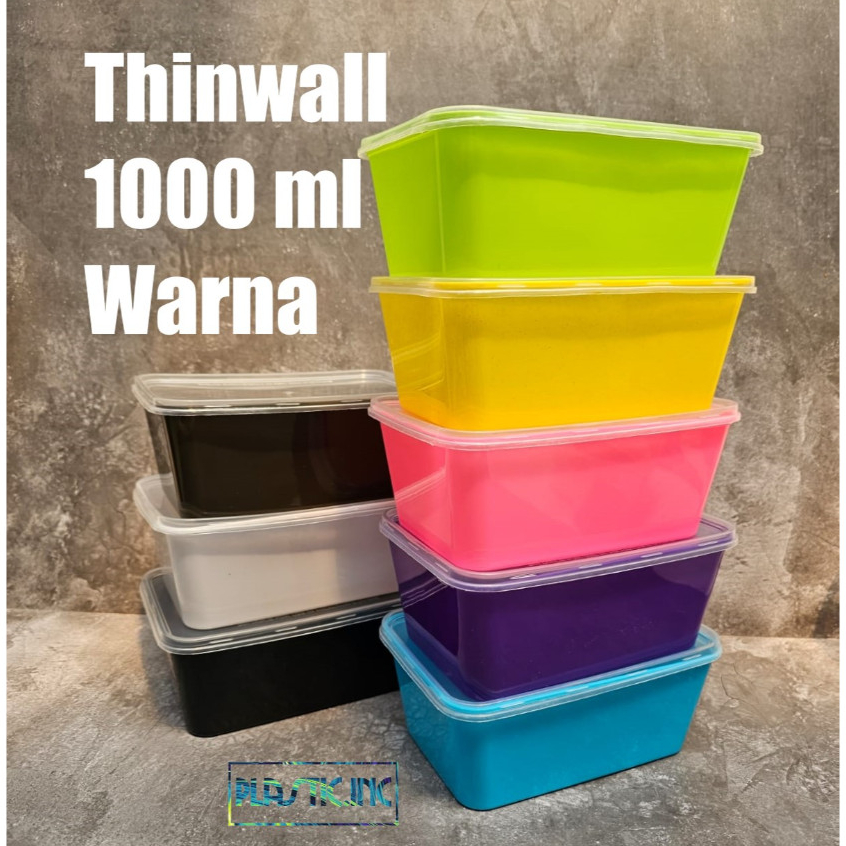 Jual Thinwall 1000 ml Warna/Box Kotak Plastik Warna/Thinwall Warna ...