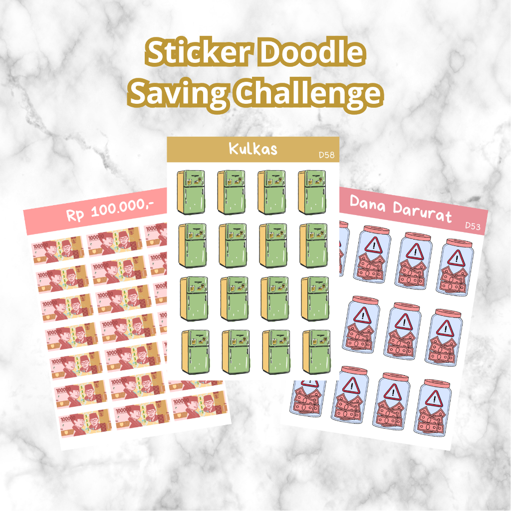 Jual Sticker Icon / Sticker Doodle Saving Challenge - Saving Challenge ...