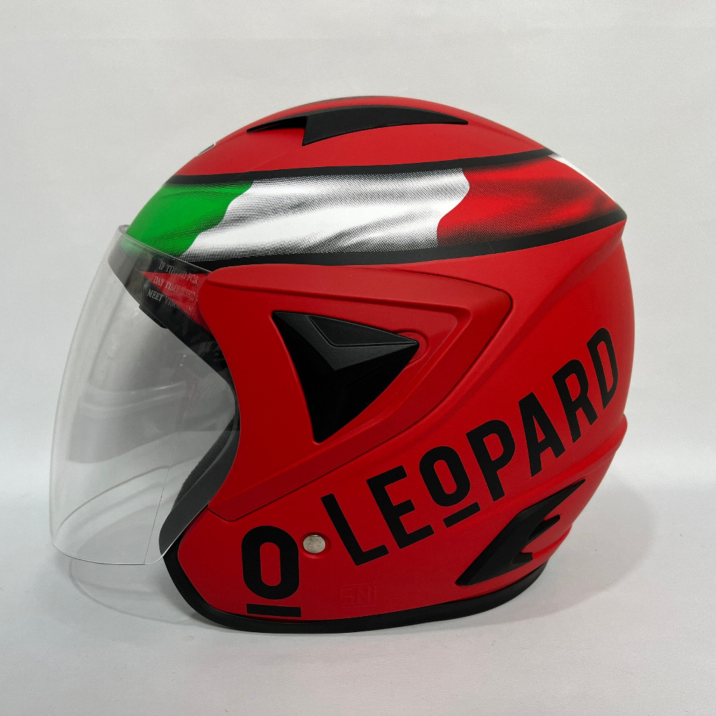Jual Helm JP13 Leopard (Hitam) Merah Doff - Dewasa SNI Helmet Helem ...