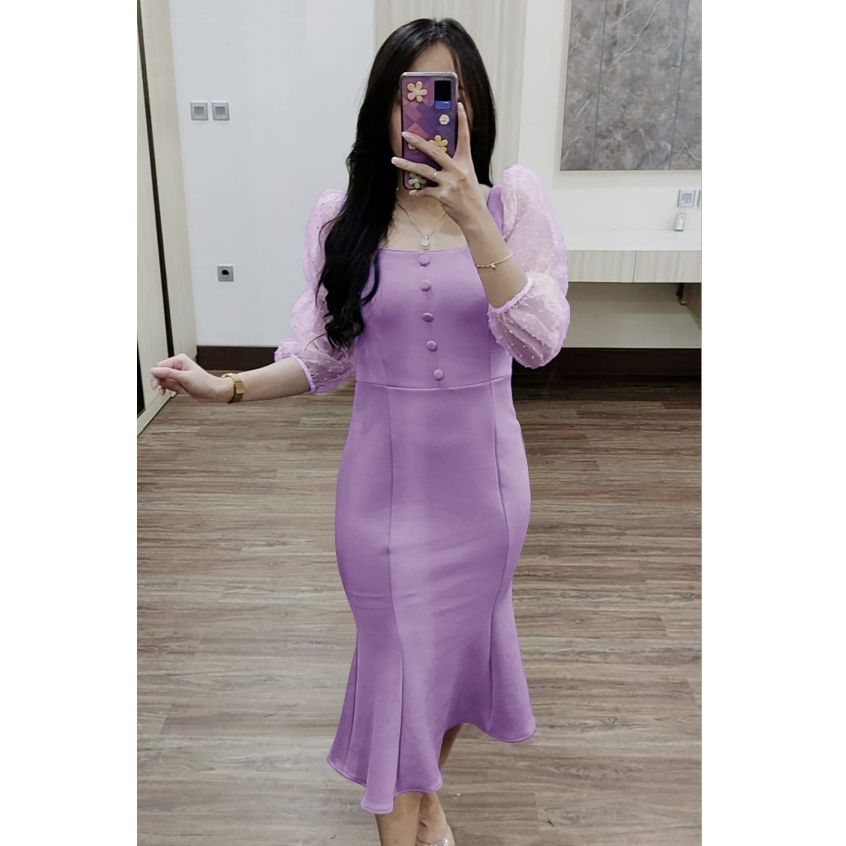 Jual Dress Scuba Wanita LooWear Terbaru Model Rok Mermaid Lengan ...