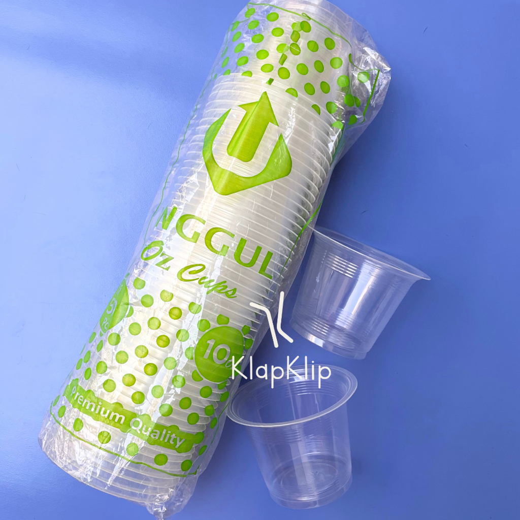 Jual 50pcs Cup 10oz Datar Unggul - Gelas Plastik 10oz Merek Unggul ...