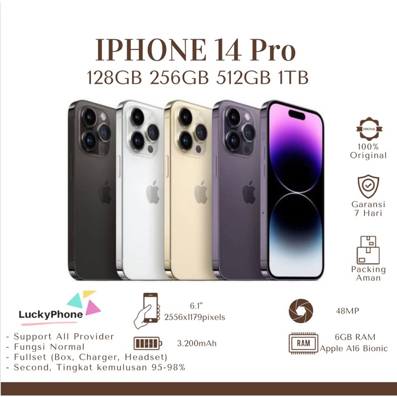 Jual Iphone 14 PRO 128gb 256gb 512gb 1Tb | Shopee Indonesia