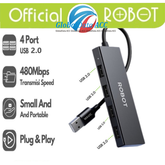 Jual ROBOT USB HUB H130 4-Port USB2.0 Portable Multi Function 4 in 1 ...