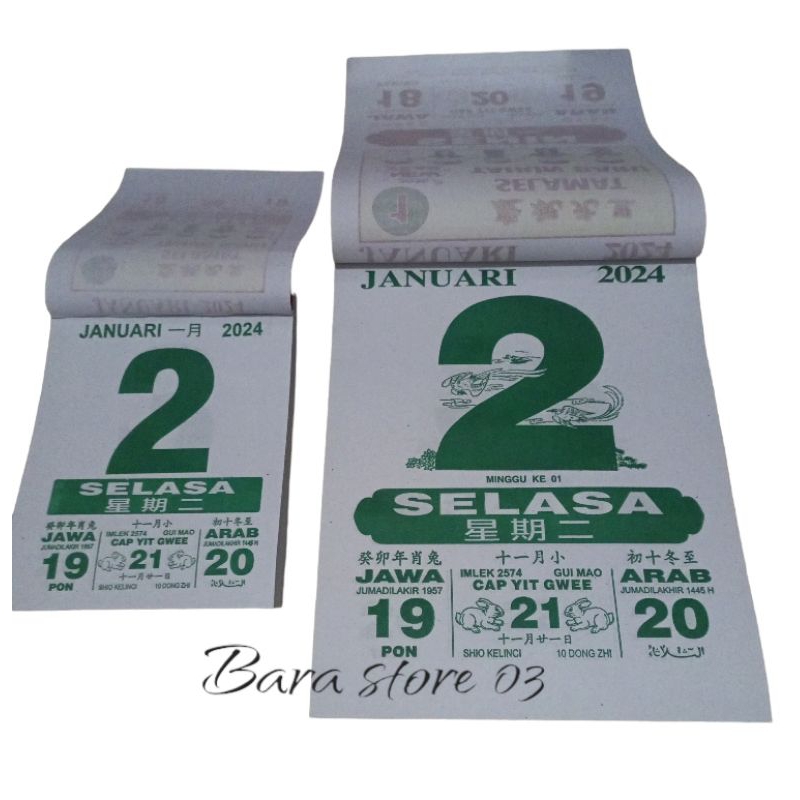 Jual Kalender Harian Robek/Sobek 2024 Lokal Jawa China Arab ukuran ...