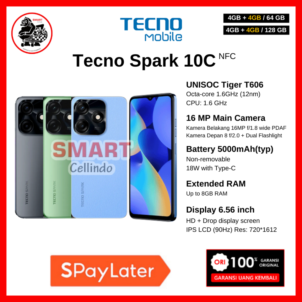 Jual HP TECNO SPARK 10C NFC 4/128GB, TECNO SPARK 10C NFC 4/64GB ...