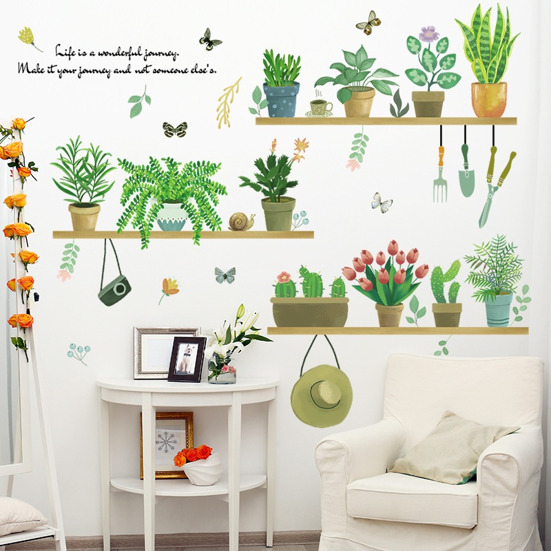 Jual Reliza Wall Sticker Rak Pot Potted Plant Wallsticker Stiker ...