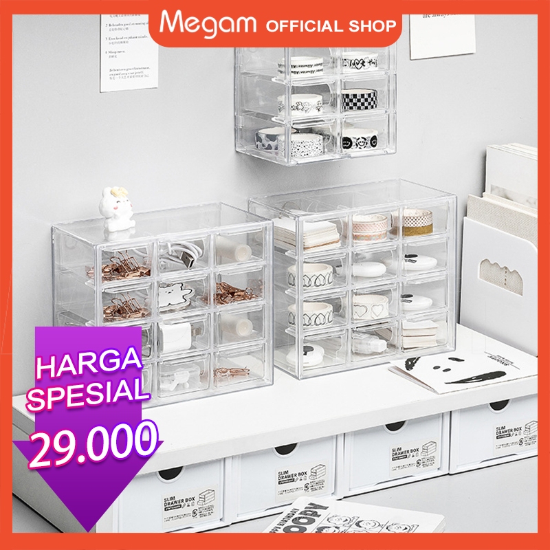 Jual Megam Rak Laci Plastik Acrylic Transparan Organizer Meja Laci Mini ...