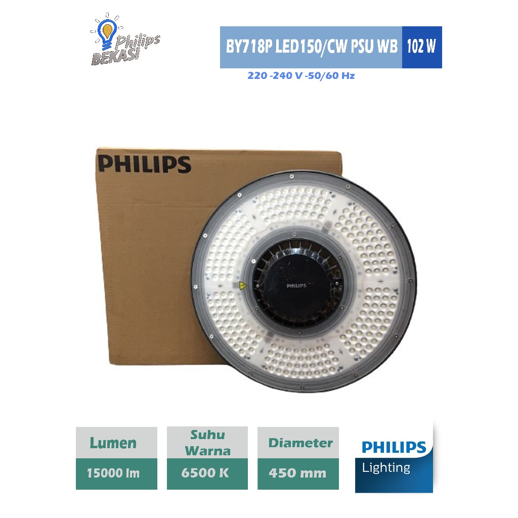 Jual Lampu Philips GreenPerform Highbay Elite BY718P LED150/CW PSU WB ...
