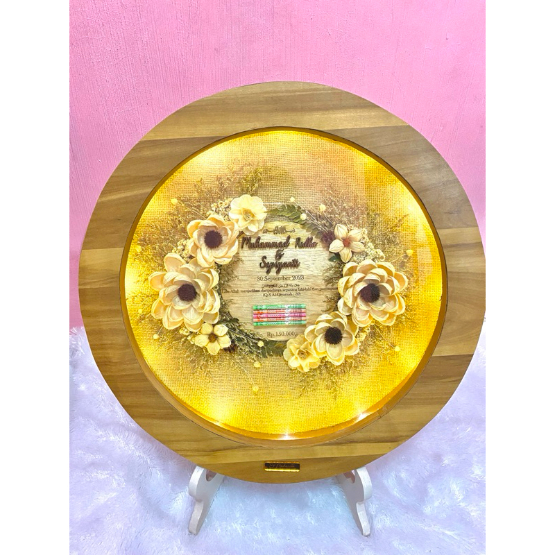 Jual Frame Mahar Rustic Bulat | Bingkai Mahar Pernikahan Custom ...