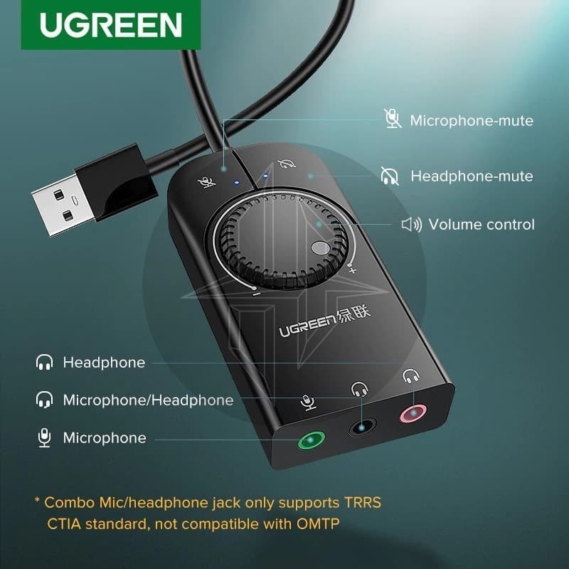 Jual UGREEN 40964 USB External Soundcard Stereo Sound Audio Adapter 3.5mm | Shopee Indonesia