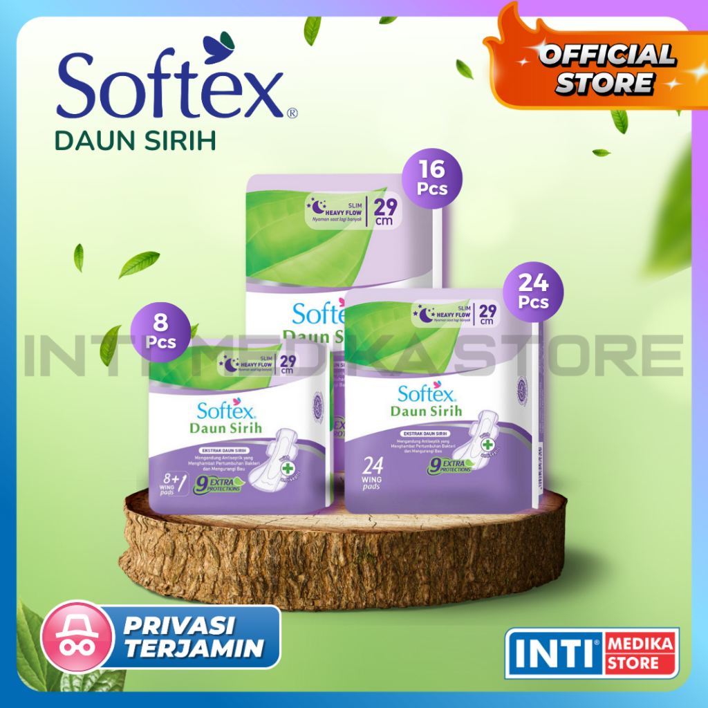 Jual SOFTEX - Pembalut Wanita HEAVY FLOW Daun Sirih Wing 29cm | Shopee Indonesia