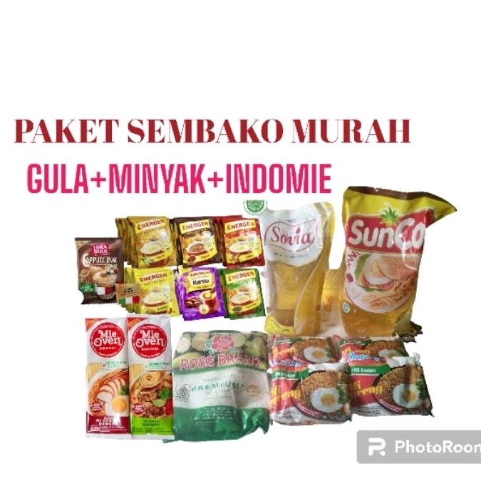 Jual PAKET SEMBAKO MURAH MINYAK + GULA + BERAS +INDOMIE | Shopee Indonesia