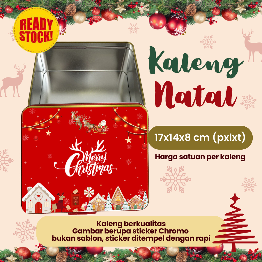 Jual Kaleng Natal Box Hampers Kotak Merry Christmas Merah untuk Toples ...