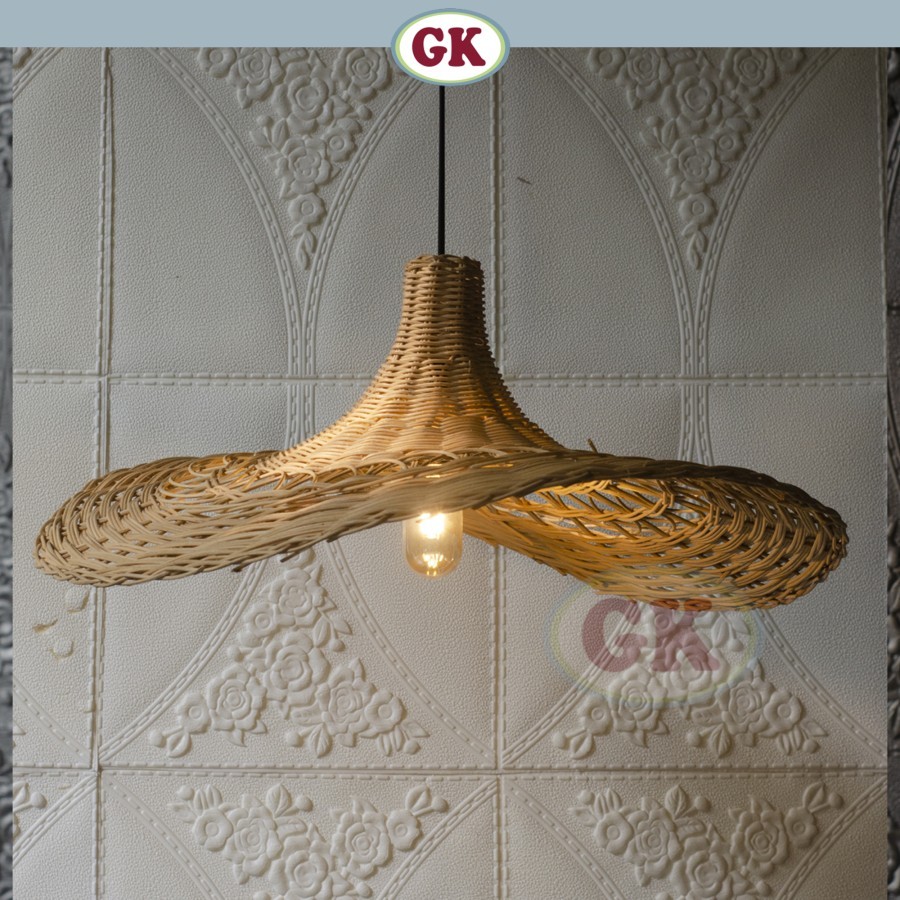 Jual D50 Lampu gantung rotan model topi 1041c | Shopee Indonesia