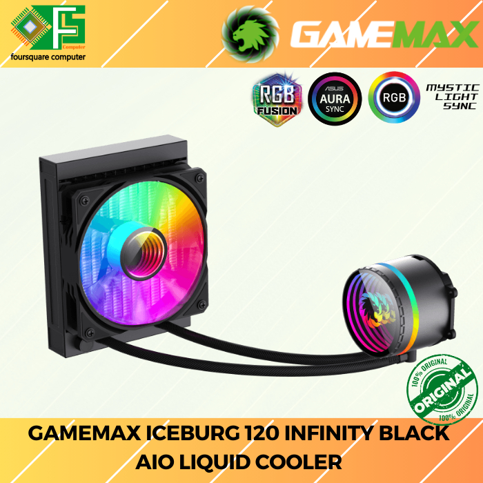 Jual AIO Water Cooling 120 Gamemax IceBurg 120 Infinity Black Resmi ...