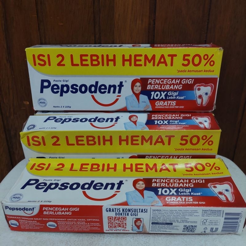 Jual Pepsodent Pasta Gigi 225gr 1 box isi 2pcs | Shopee Indonesia