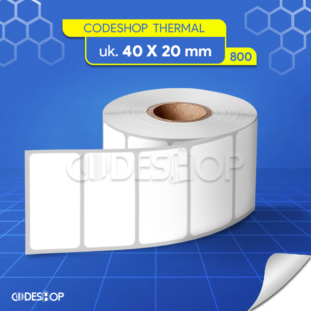 Jual Codeshop Stiker Label Barcode 40 x 20 mm Thermal 1 Line isi 800 ...