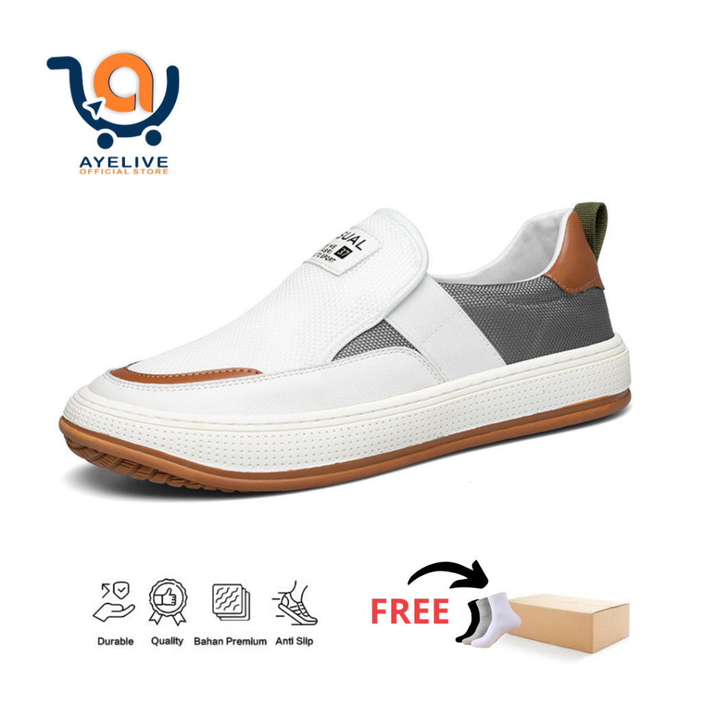 Jual Sepatu Sneakers Casual Slip On Pria Trendy Import Premium Sepatu ...
