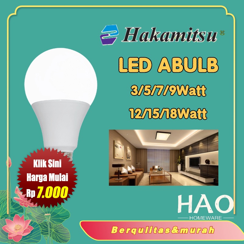 Jual Hakamitsu Led abulb/lampu led 3w 5w 7w 9w 12w 15w 18w bohlam | Shopee Indonesia