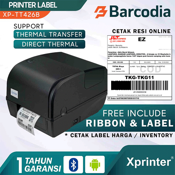 Jual BARCODIA Xprinter XP-TT426B Printer Label Thermal Transfer Bluetooth | Shopee Indonesia