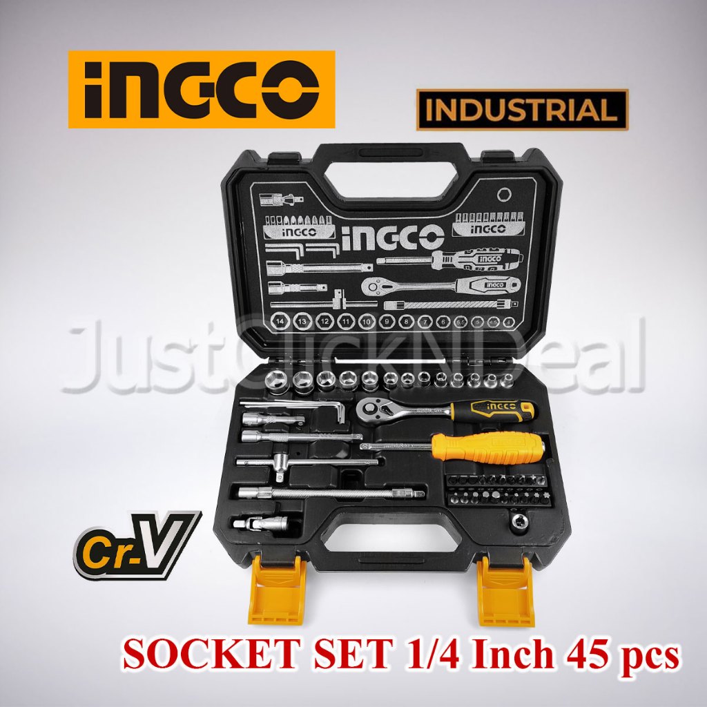 Jual Ingco Socket Set 1/4 Inch 45 pcs Obeng Kunci Sok Sock | Shopee ...
