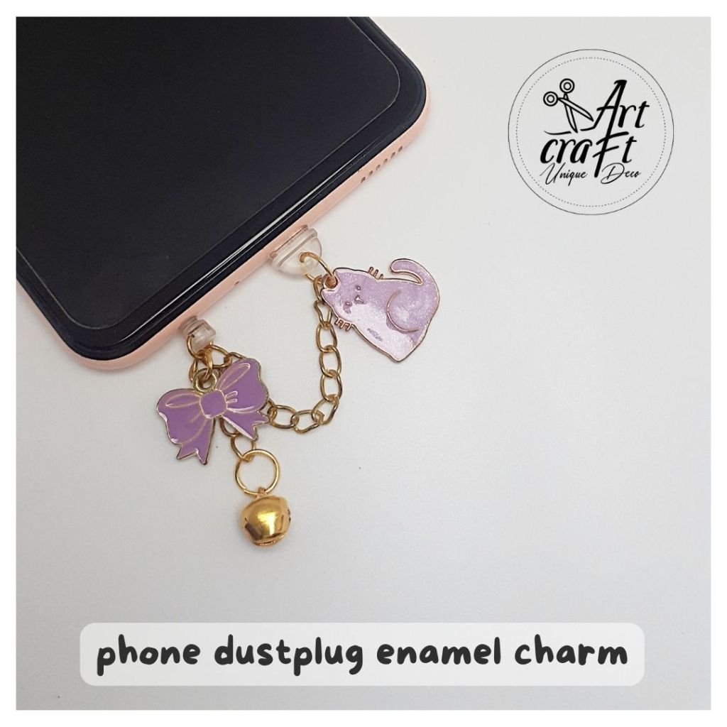Jual plug dust charm enamel handphone kucing pita ungu ( type c iphone ...