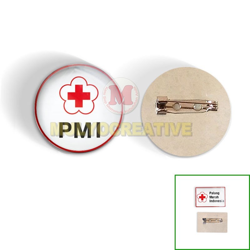 Jual Pin PMI Palang Merah Indonesia Bros PMI Model Bulat dan Persegi ...