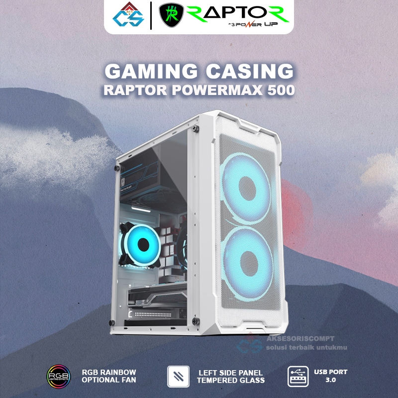 Jual Casing Gaming Raptor POWER UP Powermax 500 White - Casing Gaming ...