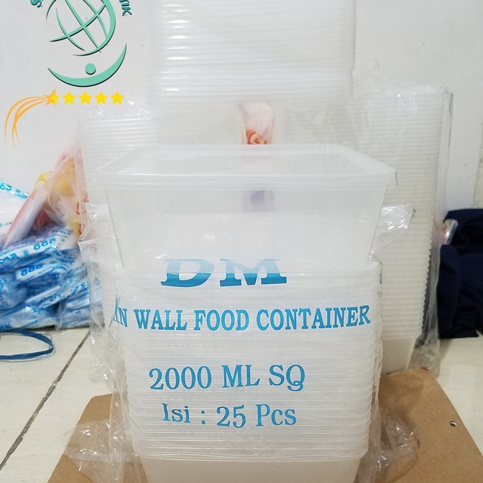 Jual THINWALL KOTAK 2000ML SQ FOOD CONTAINER/Kotak Makan isi 25 ...