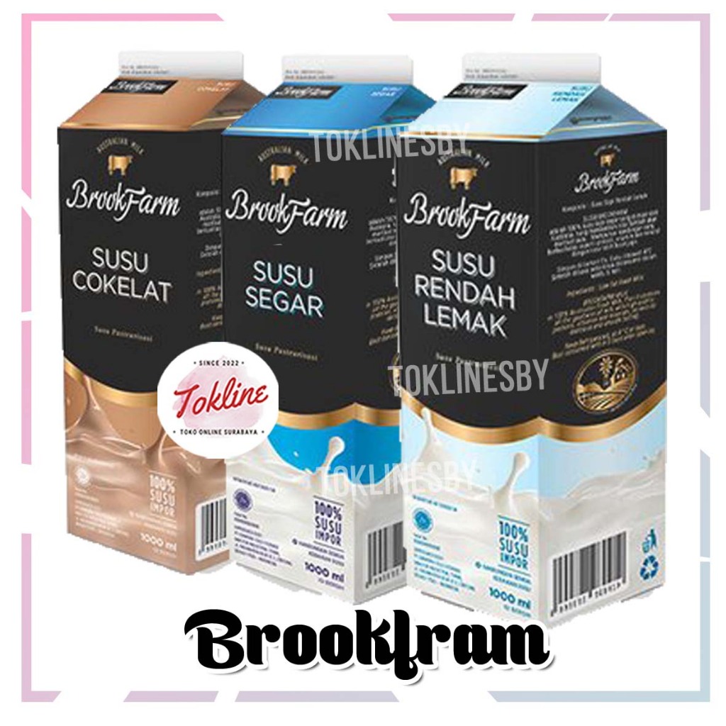 Jual [ 1 Karton isi 6 ] BROOKFARM SUSU MILK STRAWBERRY FRESH MILK LOW ...