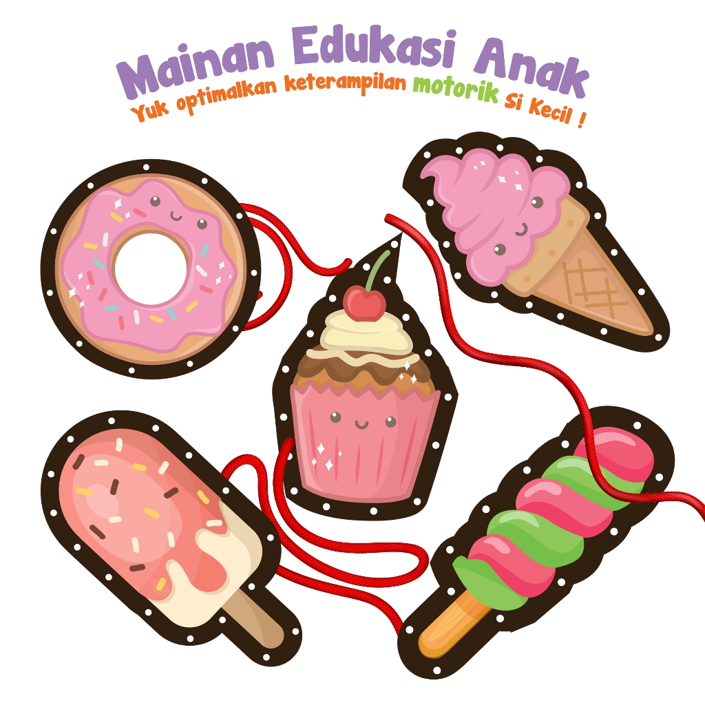 Jual Mainan edukatif menjahit meronce menggunakan tali sensory play ...