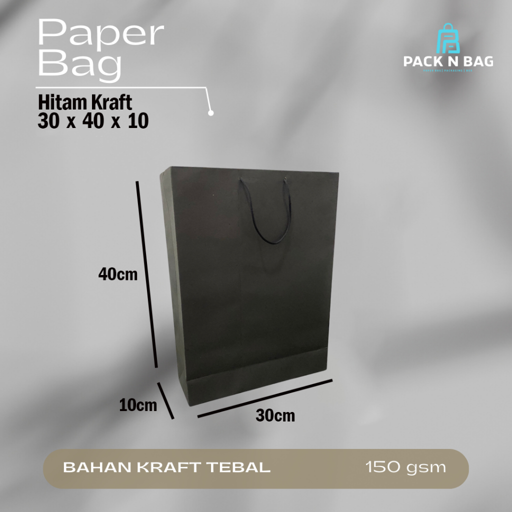 Jual paperbag HITAM 30x40 bahan tebal 150gsm | Shopee Indonesia