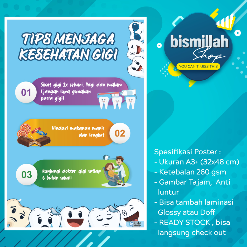 Jual Poster Kesehatan Tips Menjaga Gigi | Shopee Indonesia