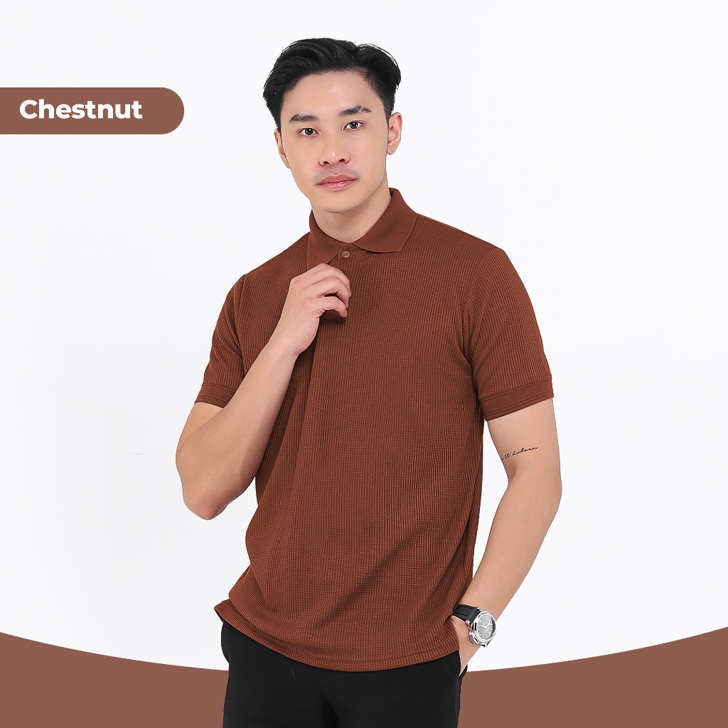Jual BROGUY Kaos Polo Shirt Pria Waffle - Chestnut | Shopee Indonesia