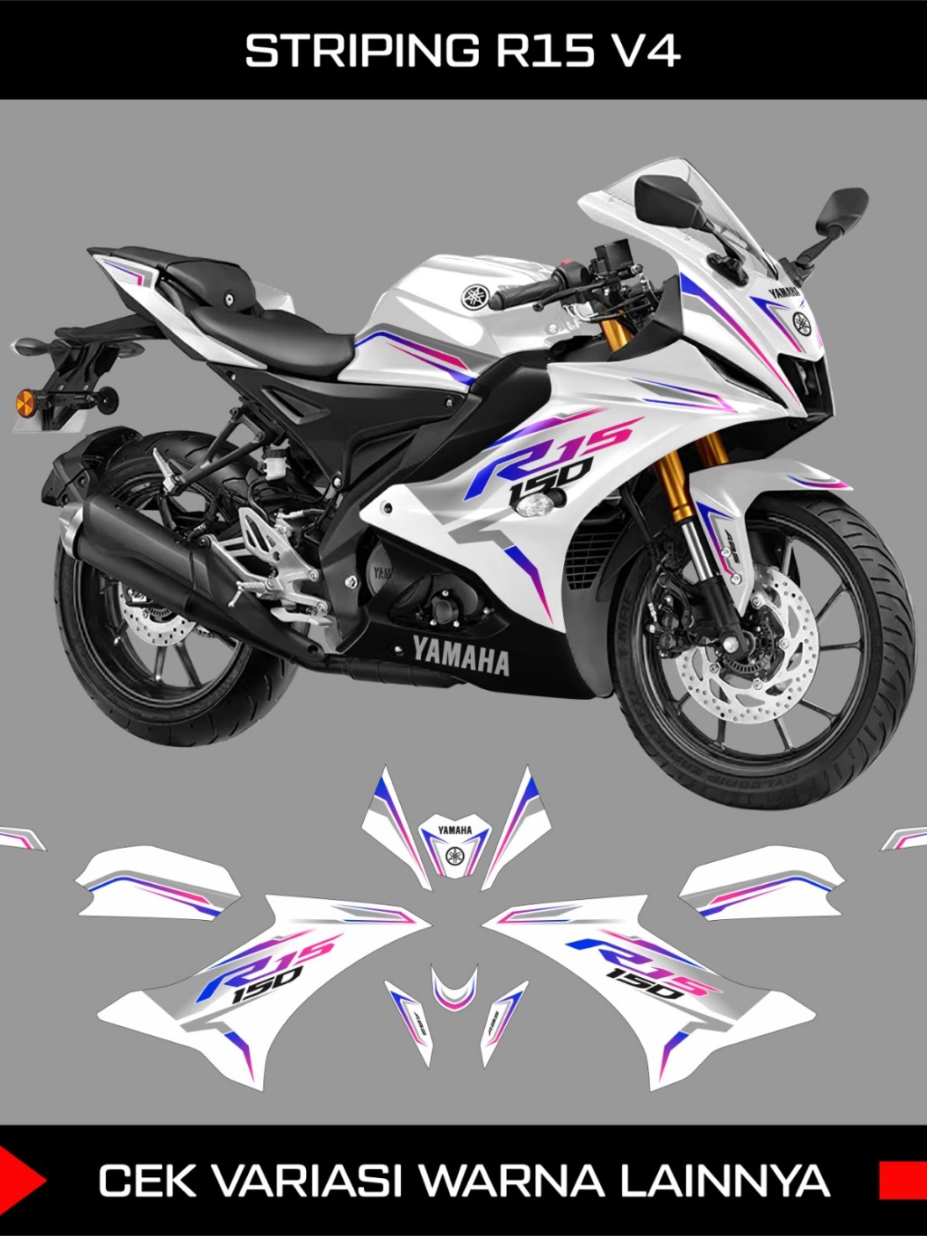 Jual STRIPING R15 V4 GRAFIS RAINBOW CUSTOM / STIKER MOTOR YAMAHA R15 V4 ...