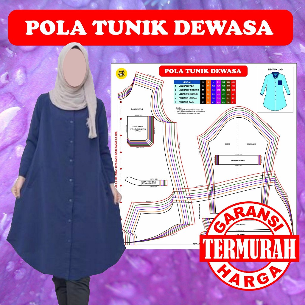 Jual POLA JIPLAK TUNIK DEWASA | Shopee Indonesia