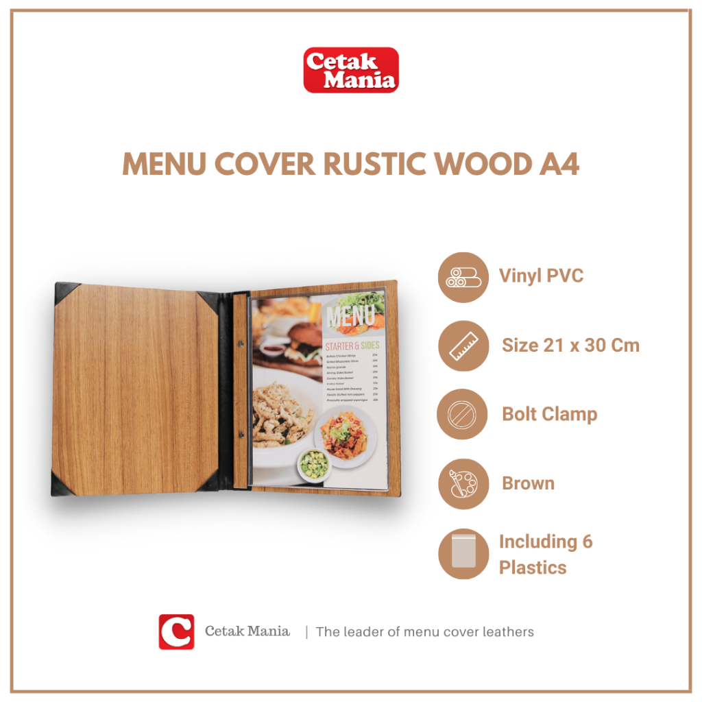 Jual BUKU MENU KAYU / VINYL ISI PLASTIK A4 & 15X30 MEWAH ELEGAN - CAFE ...