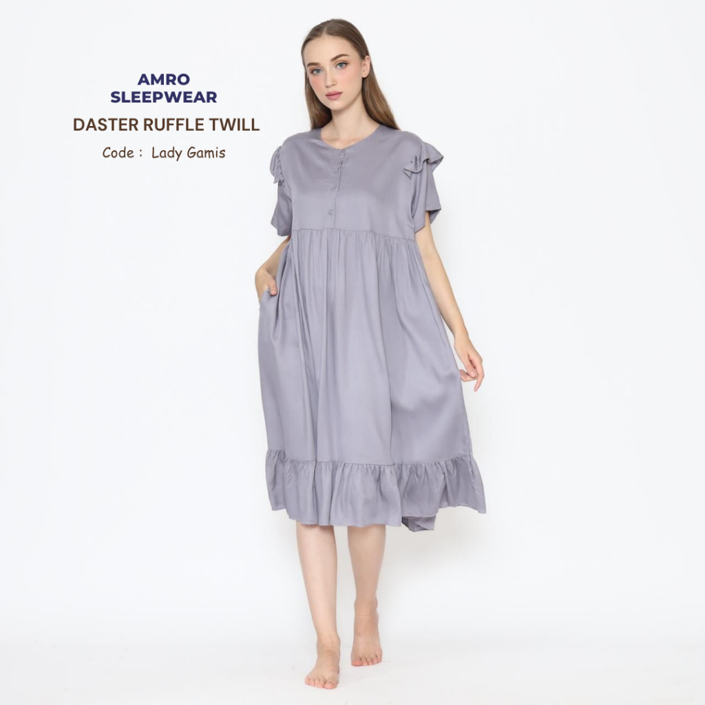 Jual AMRO SLEEP WEAR - YEMIMA DRESS - DASTER RUFFLE TWILL - DT107 ...