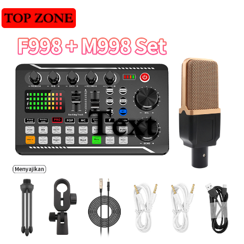 Jual F998 + M998 Mic Full Set Live Sound Card Streaming | Shopee Indonesia