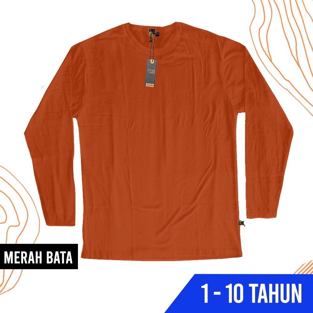 Jual Kaos Anak Polos Lengan Panjang Merah Bata Teracota Unisex 1 2 3 4 ...