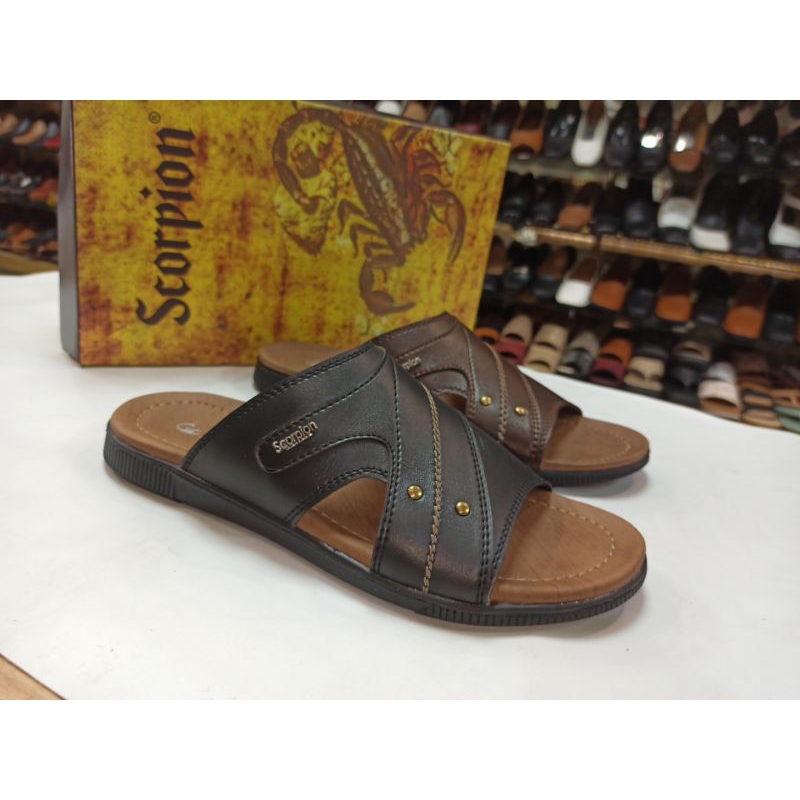 Jual Scorpion Br206 Sandal slide Pria Pu Leather | Shopee Indonesia