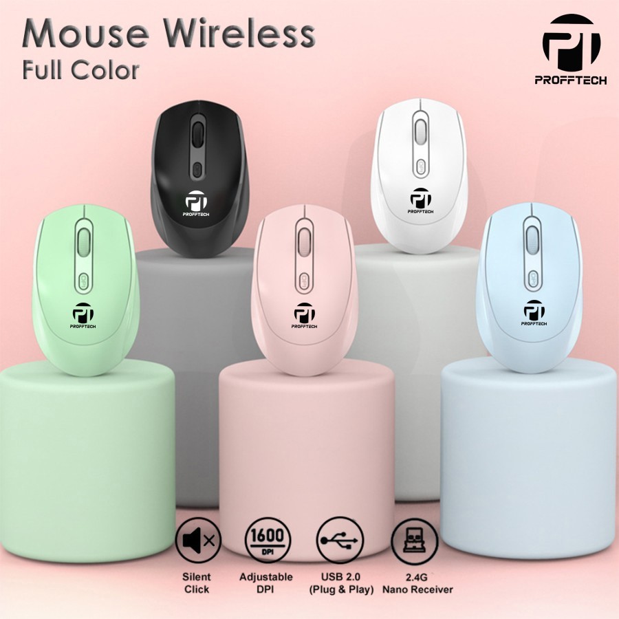Jual Mouse Wireless Silent click Full Color Profftech G20 | Shopee ...