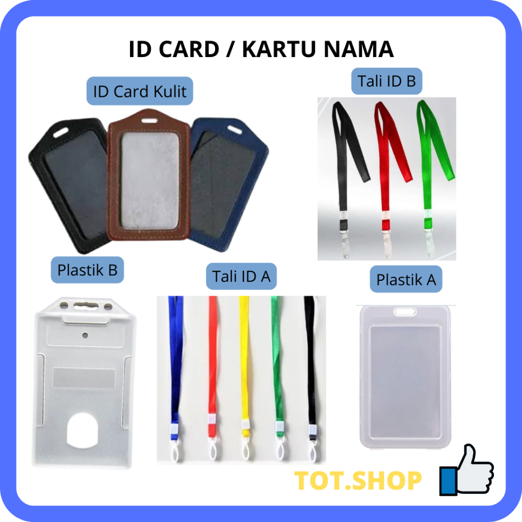 Jual LENGKAP ID Card Holder Mika Tali Lanyard Stopper Name Tag Gantungan Tempat Wadah Kartu Nama ...