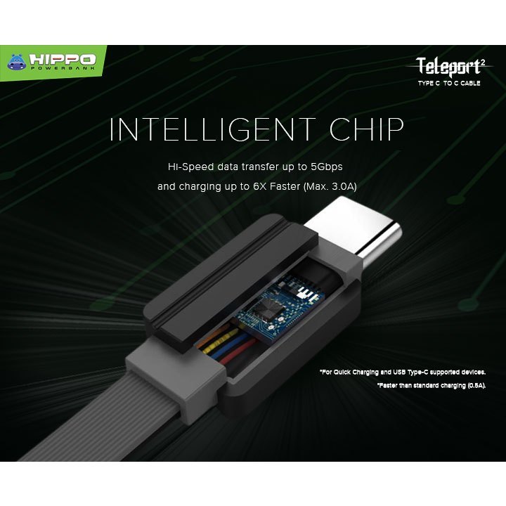 Jual Hippo Teleport 2 Type C to C 120CM Support Quick Charging | Shopee ...