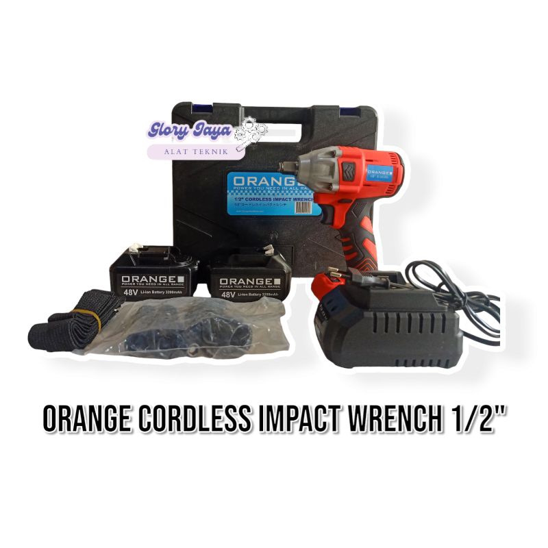 Jual Bor Baut / Cordless Impact Wrench 1/2" 48V 2 Baterai Orange ...